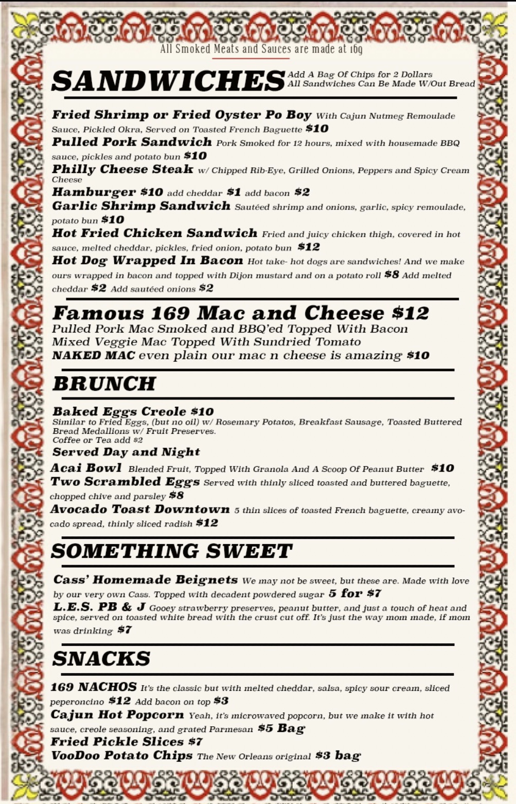 169 Bar - MENU